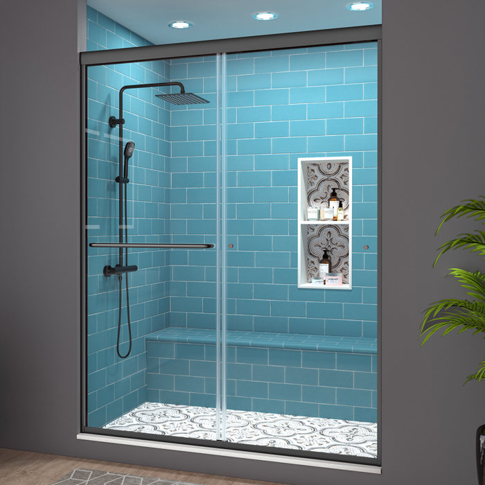 Exbrite 50 54 W X 72 H Double Sliding Semi Frameless Shower